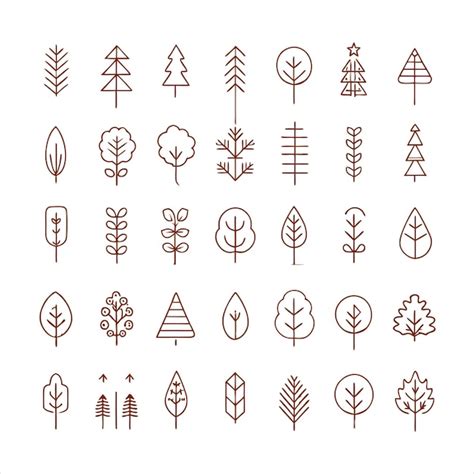Premium Vector Set Of Minimal Linear Trees Vector