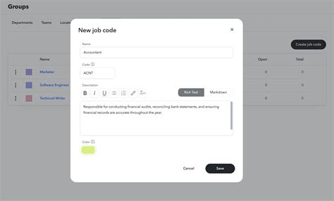 Creating Job Codes ChartHop Documentation