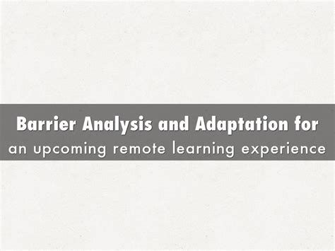 Barrier Analysis And Adaptation For By Ang1011