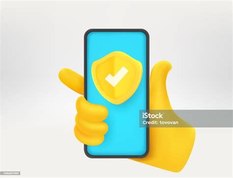 손에 황금 방패가있는 최신 스마트 폰 모바일 보안 개념입니다 3d 벡터 일러스트 레이 션 0명에 대한 스톡 벡터 아트 및 기타 이미지 Istock