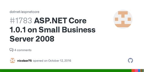 Aspnet Core 101 On Small Business Server 2008 · Issue 1783 · Dotnet
