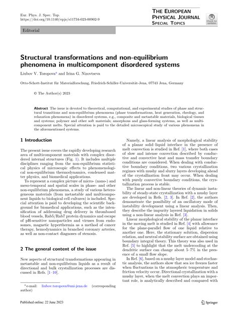 Pdf Structural Transformations And Non Equilibrium Phenomena In