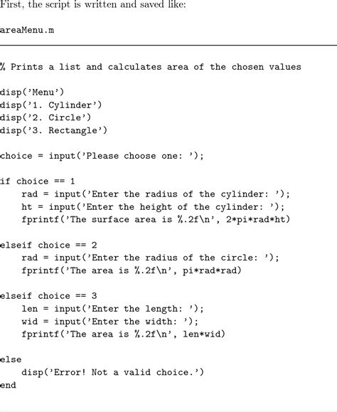 Write A Script AreaMenu That Will Print A List Consisting Of Quizlet