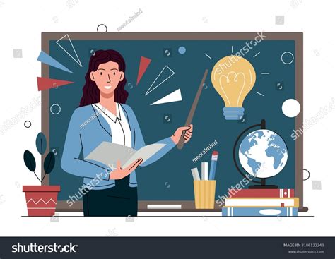 Female Teacher Concept Young Girl Pointer Stock Vector Royalty Free