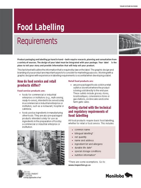 Food Labelling Requirements Pdf Nutrition Facts Label Foods