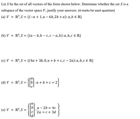 Solved Let S Be The Set Of All Vectors Of The Form Shown Chegg