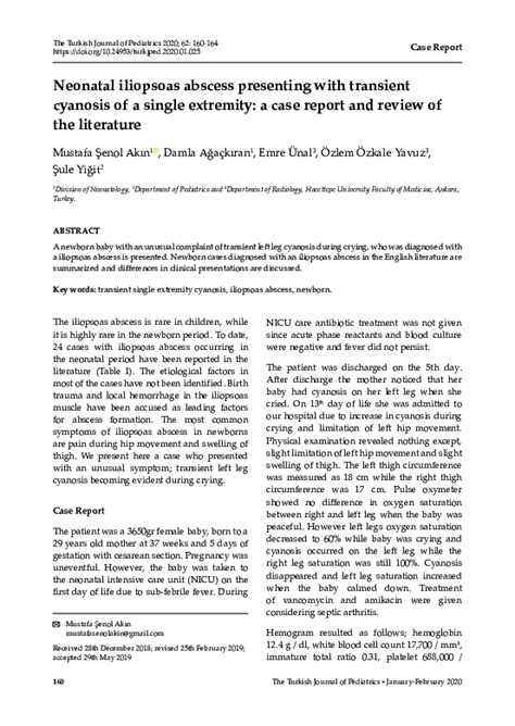 Pdf Neonatal Iliopsoas Abscess With Leg Cyanosis