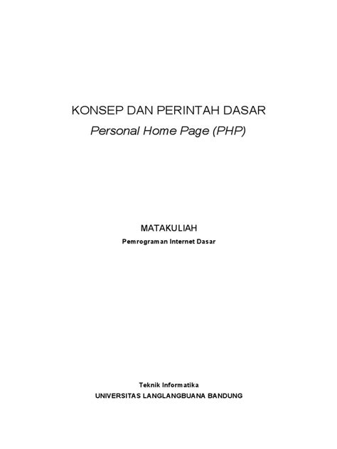 Pdf 110753739 Konsep Dan Perintah Dasar Personal Home Page Php
