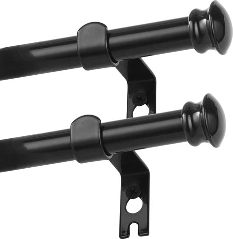 2 Pack Black Curtain Rods For Windows 30 To 45 Inches With Brackets
