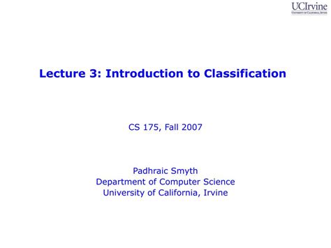 Ppt Lecture 3 Introduction To Classification Powerpoint Presentation Id 886054