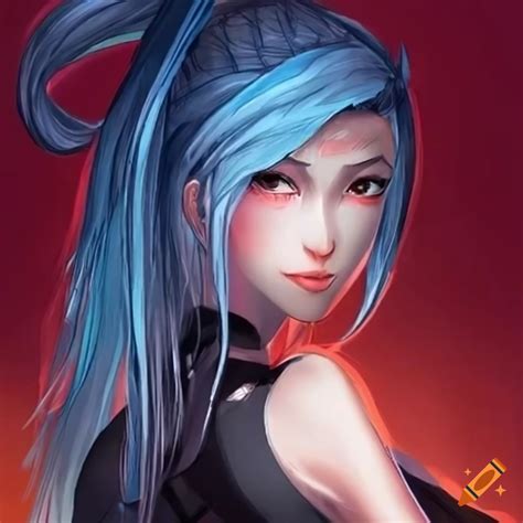Character With Blue Hair And Red Eyes On Craiyon
