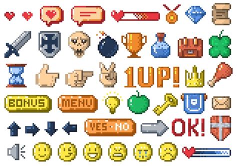 Premium Vector Pixel Game Ui Icons Retro Video Game Interface Buttons