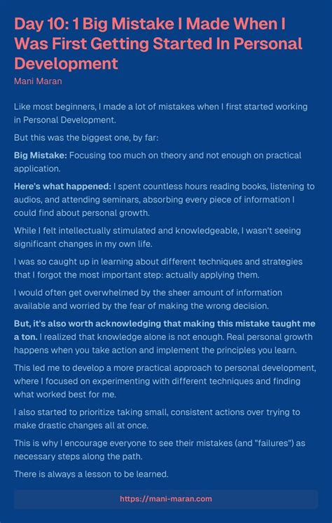 Mani Maran On Linkedin Day 10 1 Big Mistake I Made When I Was First