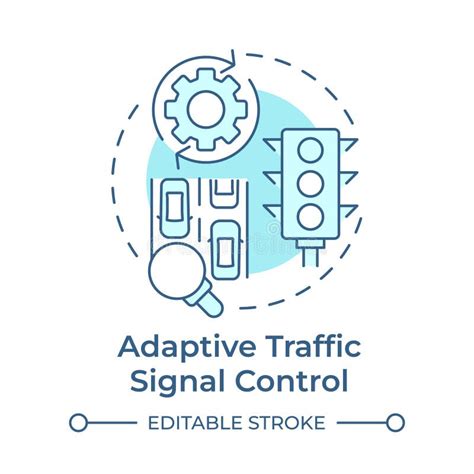 Adaptive Traffic Signal Control Soft Blue Concept Icon Stock Vector