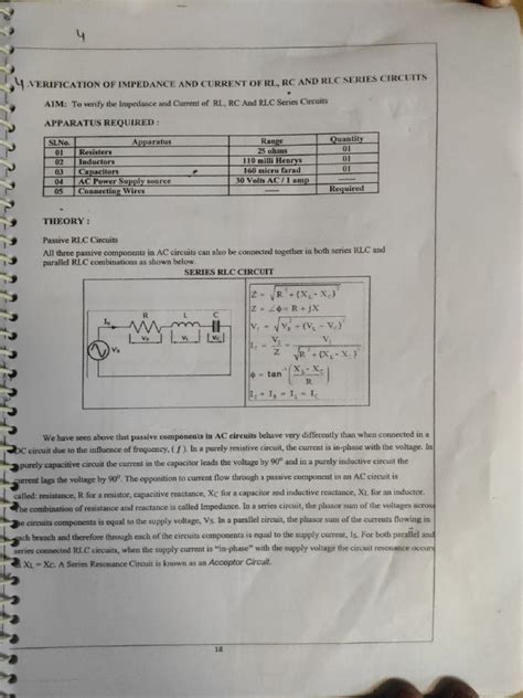 Verification Of Impedeance And Current Of Rl Rc And Rlc Series Circuit Pdf Electrical