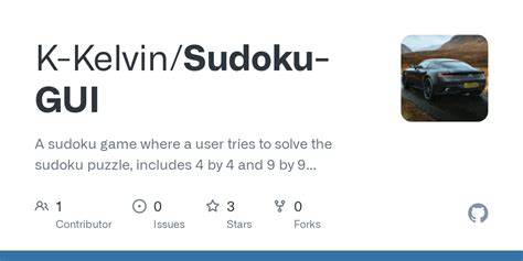 Github K Kelvin Sudoku Gui A Sudoku Game Where A User Tries To Solve