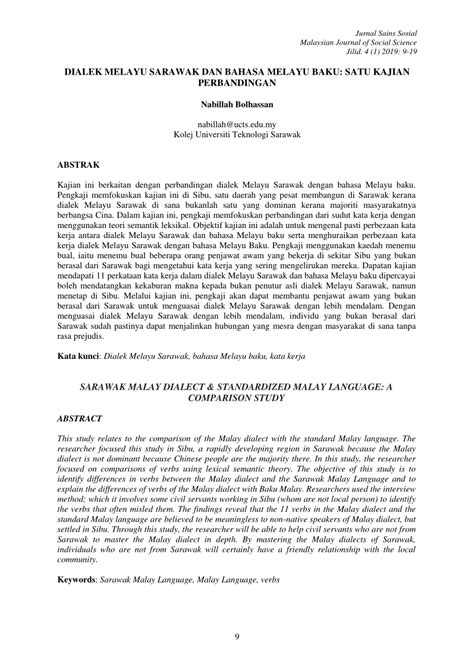 PDF DIALEK MELAYU SARAWAK DAN BAHASA MELAYU BAKU SATU KAJIAN