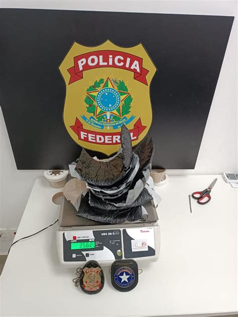PF e Receita Federal prendem passageira por tráfico de drogas Polícia