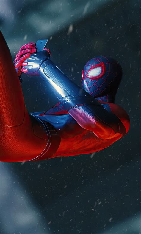 1280x2120 Spider Man Miles Morales Using Phone 4k Iphone 6 Hd 4k