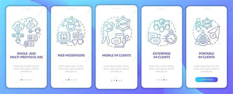 Onboarding Mobile App Page Screen Featuring Blue Gradient And Various
