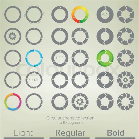 Round Graph Circular Charts Set Of Thirty Design Templates From One