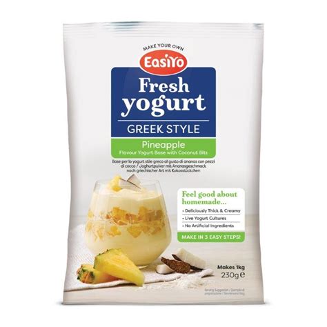 Greek Style Pineapple With Coconut Bits Easiyo Yogurt Sachet Makes 1kg
