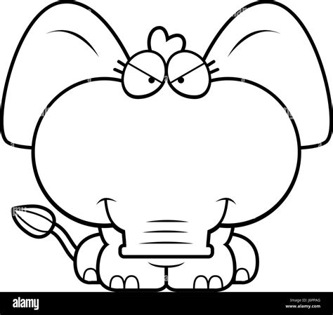 A Cartoon Illustration Of A Little Elephant With A Sly Expression Stock