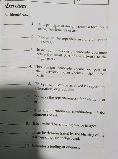 Exercises A Identification 1 This Principle Studyx