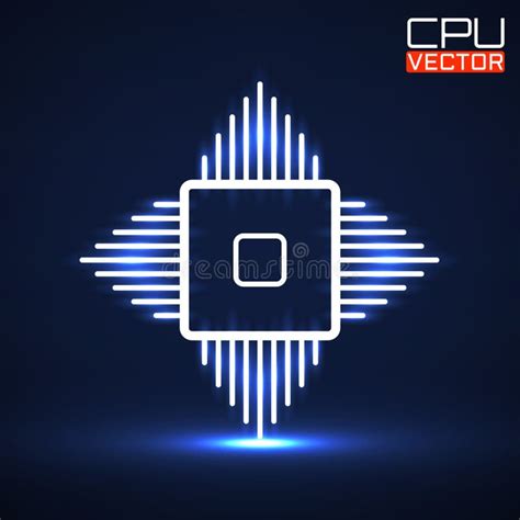 Cpu Microprocessor Microchip Glow Logo Stock Vector Illustration