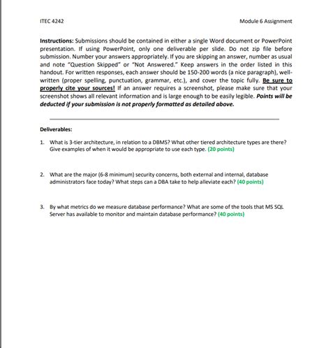 Solved ITEC 4242 Module 6 Assignment Instructions Chegg Com