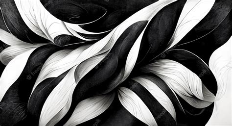 Premium Ai Image Modern Abstract Dynamic Shapes Black And White