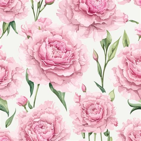 Premium Vector Pink Carnation Beautiful Seamless Floral Pattern