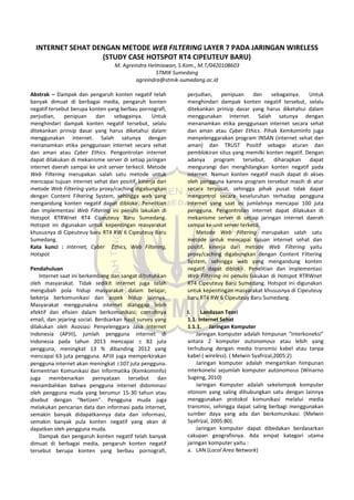 Internet Sehat Dengan Metode Web Filtering Layer 7 Pada Jaringan Wireless PDF