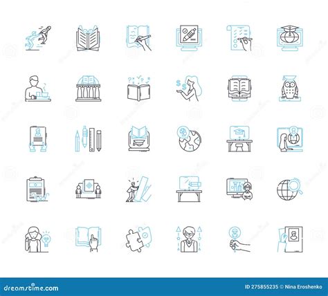 Virtual Tutorial Linear Icons Set Digital Online Remote Interactive
