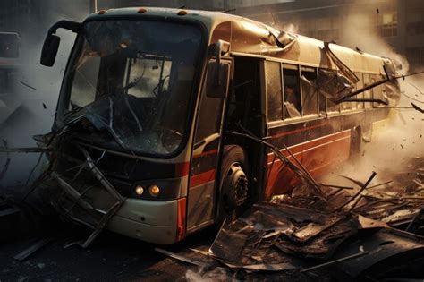 premium ai image car crashes into bus