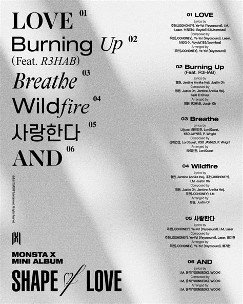 【monsta Xมอนสตาเอ็กซ์】 Shape Of Love Tracklist And Schedule Pantip