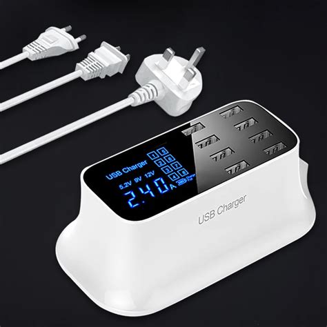 Universal Port Smart USB Charger Adapter Station Hub Led Display Mobile Phone Tablet Wall