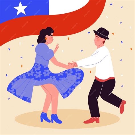 칠레 축제 Patrias 축하를 위한 평면 그림 무료 벡터