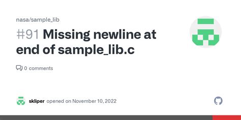 Missing Newline At End Of Samplelibc · Issue 91 · Nasasamplelib