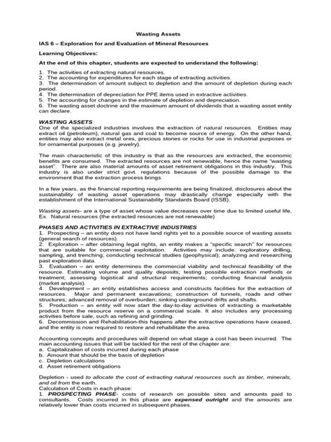 Wasting Assets Pdf Depreciation Mining