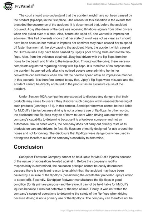Strict Liability Case A Statement Of Facts Arguments 864 Words