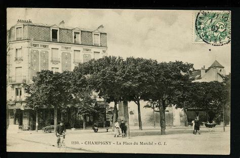 Champigny sur Marne La Place du Marché Carte postale ancienne et vue d Hier et Aujourd hui