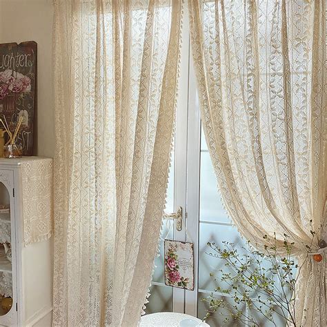 Buy Macrame Crochet Cotton Curtain With Tassel Boho Chic Knitting