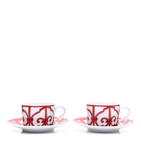 Hermes Porcelain Balcon Du Guadalquivir Tea Cup And Saucer Set Of 2