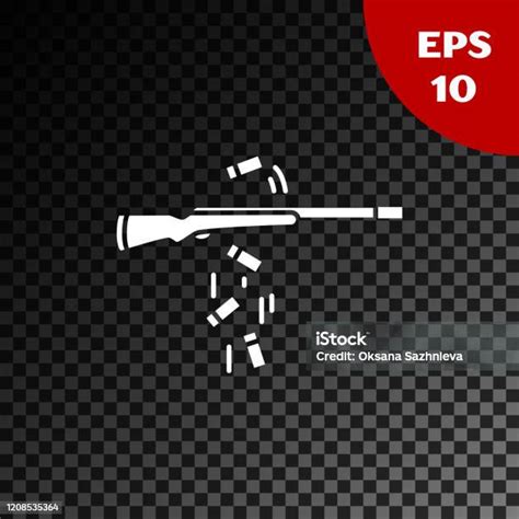 透明な暗い背景に分離された白銃射撃アイコン ベクトルのイラスト イラストレーションのベクターアート素材や画像を多数ご用意