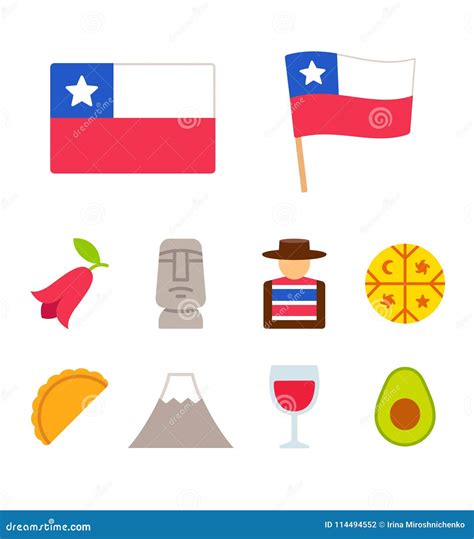 Iconos De La Historieta De Chile Fijados Ilustración del Vector