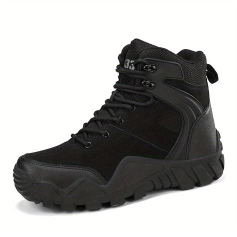 Mens Military Style Lace Up Durable Hiking Shoes Comfy Breathable