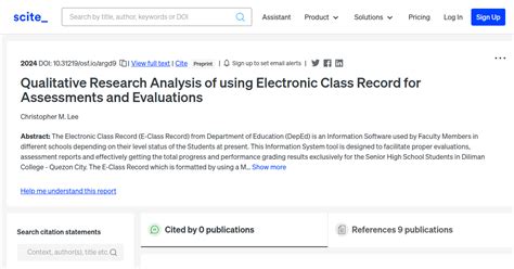 Qualitative Research Analysis Of Using Electronic Class Record For