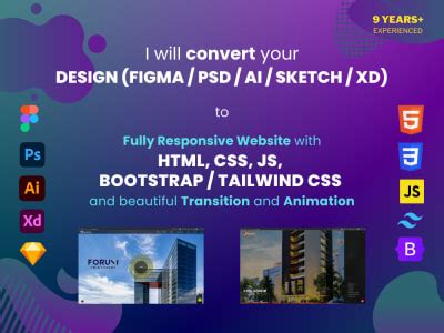 Responsive PSD Figma To HTML Website With Beautiful Animation Upwork