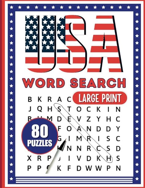 Large Print Word Search Activity Puzzle Book About The United